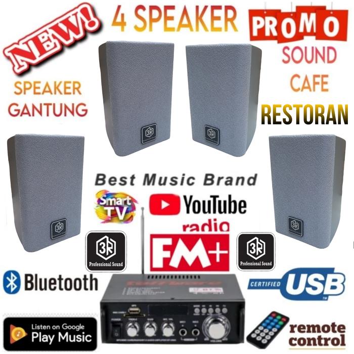 Jual Paket 4 Speaker Mini 3R Pakai Di Ruangan,cafe,Restoran,Ampli ...