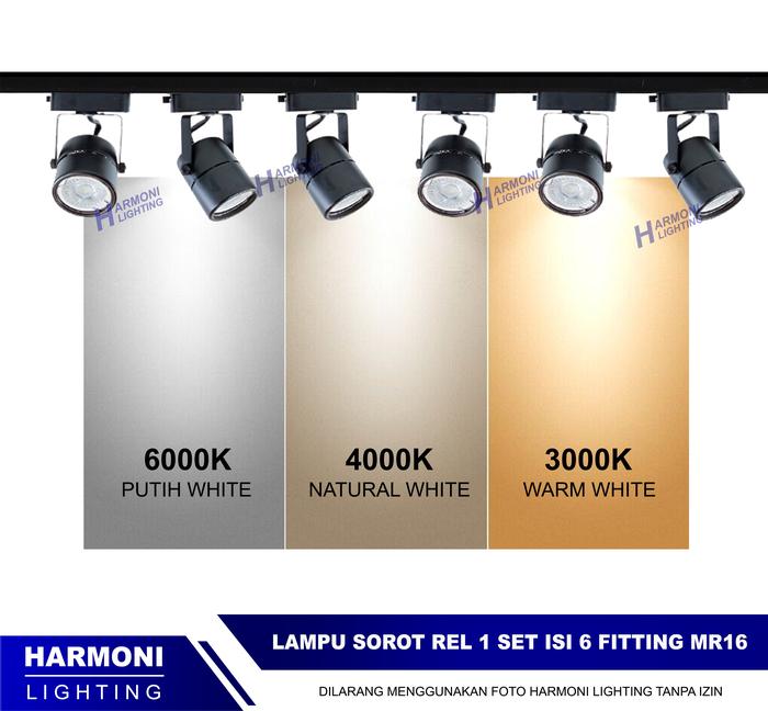 Jual Paket isi 6 Lampu Rell Track Light Sorot LED Spotlight Rel 2 Meter ...