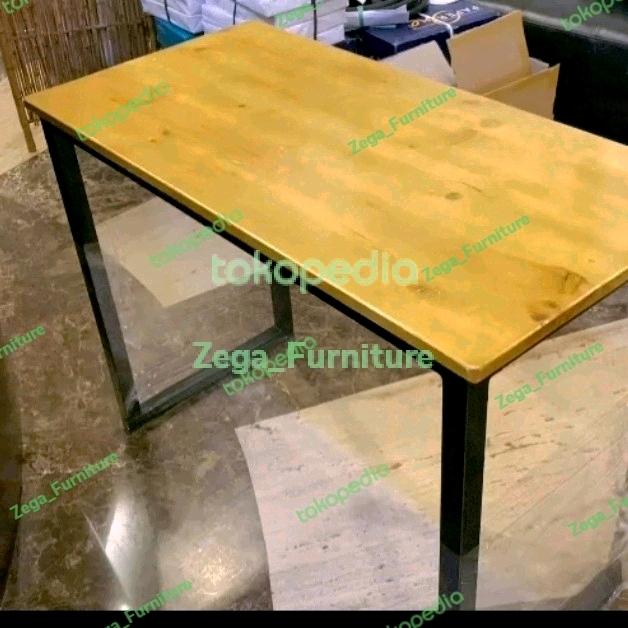 Jual meja makan kaki besi kayu jati belanda 100x50x75 cm - Jakarta ...