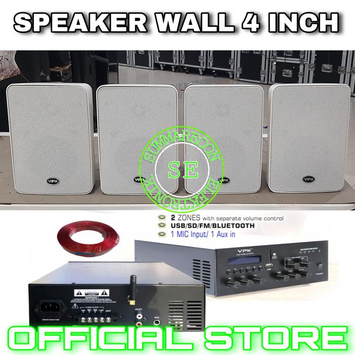 Jual speaker wall mount 4 inch amplifier original vpk usb bluetooth paket - Jakarta Barat ...