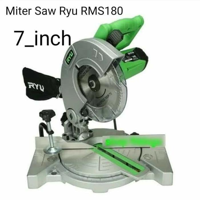 Jual Miter Saw Mitre Saw 7 Inch Mesin Potong Aluminiun Kayu RYU RMS180 ...