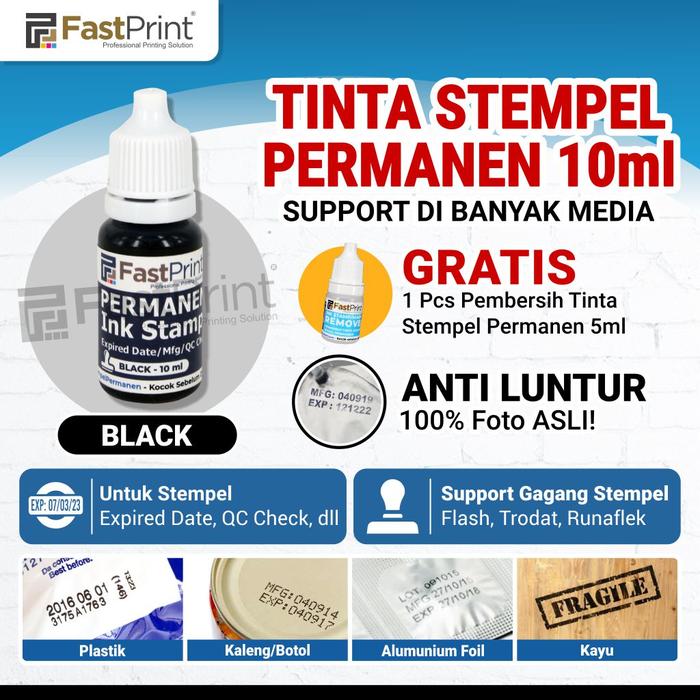 Jual Fast Print Tinta Stempel Warna Permanent 10ML - BLACK - Kota ...