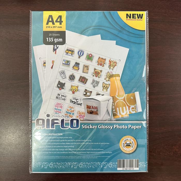 Jual KERTAS FOTO STICKER AIFLO GLOSSY 135 GRAM 20 LEMBAR - Kota Medan ...
