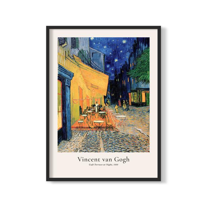 Promo Poster "Van Gogh-Cafe Terrace at Night" + Premium Frame Kayu ...