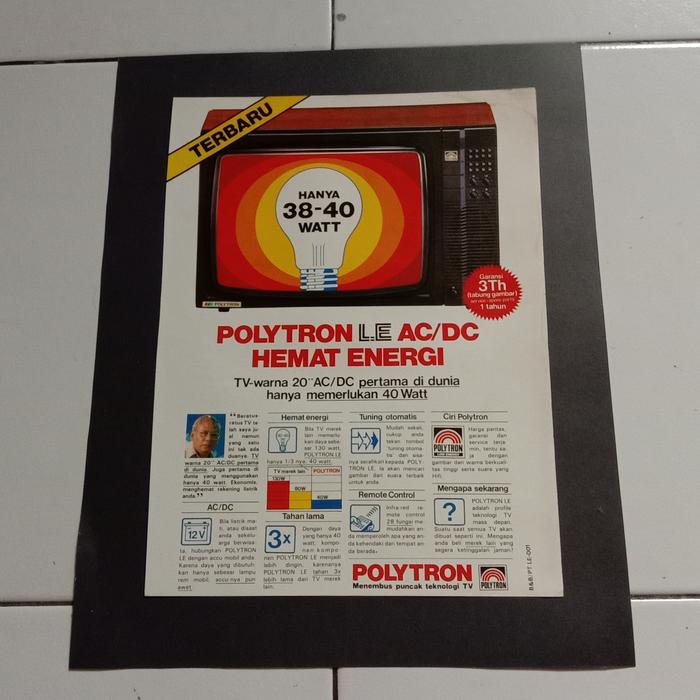 Jual iklan warna televisi Polytron potongan majalah jadul kuno lawas - Kota Denpasar ...