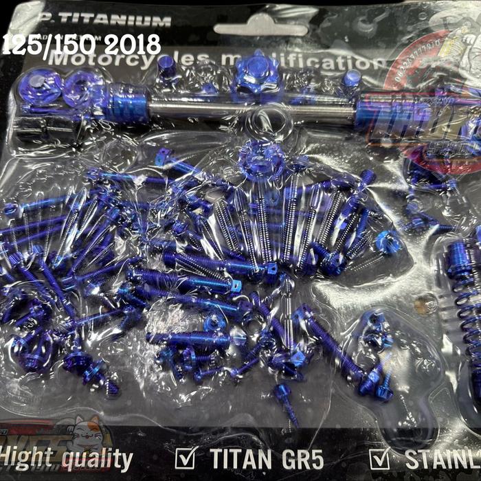Jual Baut Set Titanium Ptitanium Honda Vario 125/150 2018 - Biru - Kab ...