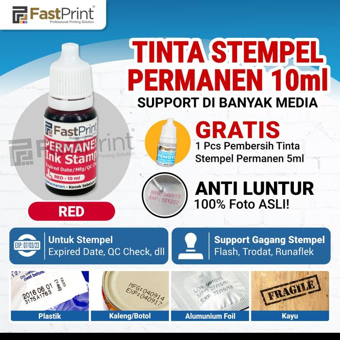 Jual Fast Print Tinta Stempel Warna Permanent 10ML - RED - Kota ...
