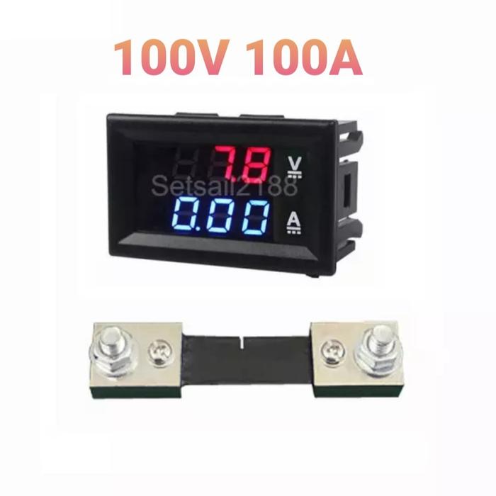 Jual Dual combo voltmeter digital 100Vdc 100A display voltage ampere ...