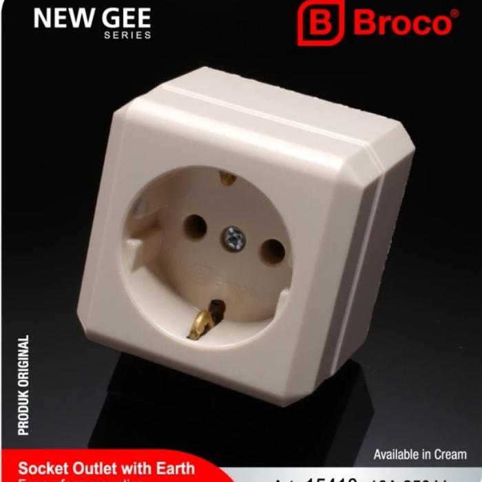 Jual Stop Kontak Colokan 1 Lubang OB Outbow Tempel BROCO NEW GEE Cream ...