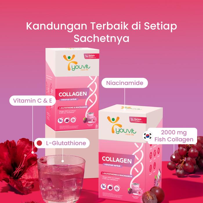 Jual Minuman Kolagen Serbuk | Youvit Collagen Drink Dengan L-glutathione & Niacinamide 2 Sachet ...