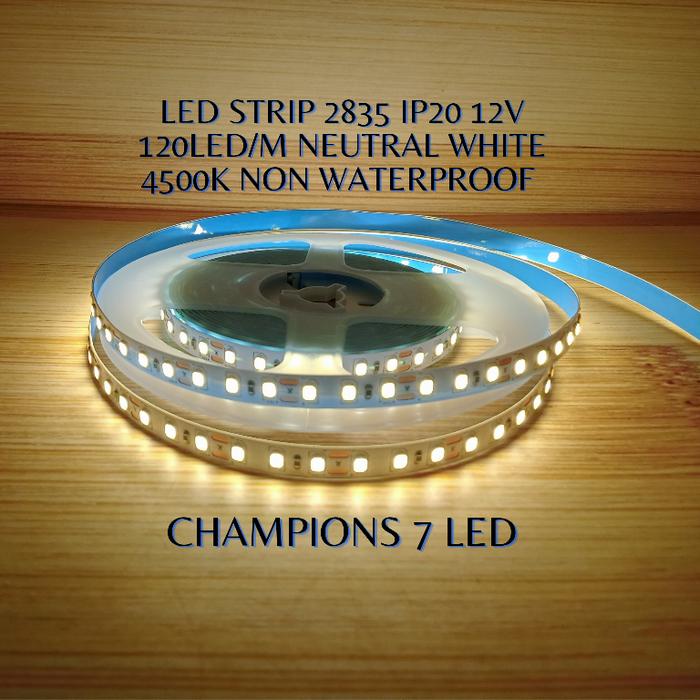 Jual Lampu LED Strip SMD 2835 120 LED/m DC 12V IP20 5 meter Champions LED - Neutral 4500k - Kota ...