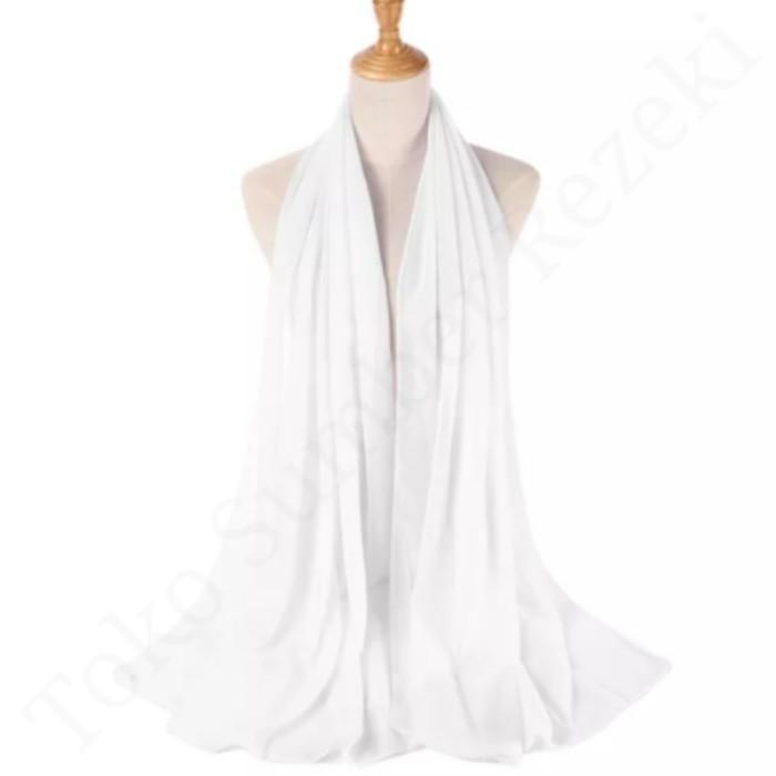 Jual Selendang White Scarf Shawl Syal Putih Sifon Kain Retro Plain ...