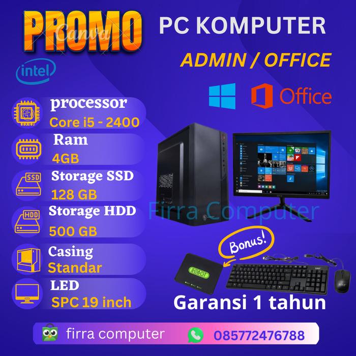 Jual PC RAKITAN FULLSET INTEL CORE I5 2400 RAM 4/SSD128/HDD500/LED 19 ...