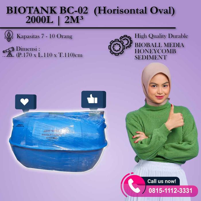 Jual TANGKI HORIZONTAL FIBER KAPASITAS 2000 LITER 2M3 / BIOFIL ...
