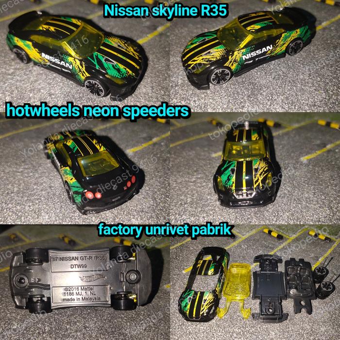 Jual hotwheels factory unrivet pabrik neon speeders (Nissan skyline R35 ...