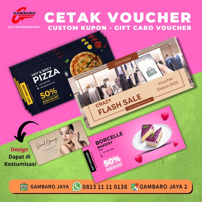 Jual Cetak Voucher / Print Kupon Gift Card / Cetak Karcis Custom - 15x7 ...