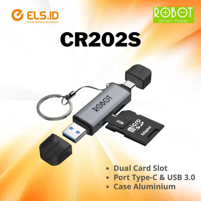 Jual Robot CR202S Card Reader 2in1 USB 3.0 Type-C Memory Card Adapter ...