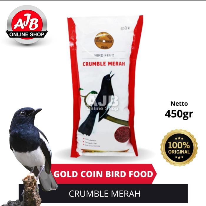 Jual GOLD COIN BIRD FOOD 450 gram Crumble Merah dan Seaweed burung ...