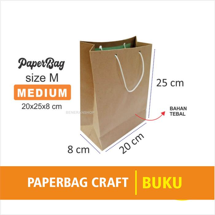 Jual Paper bag coklat polos - Paperbag 20x25x8 craft ukuran Buku - M ...