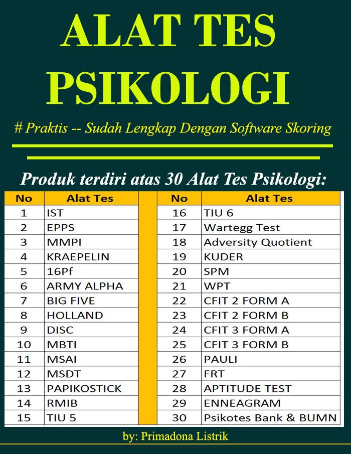 Jual Software Alat Tes Psikologi / Kumpulan Psikotes + Skoringnya ...