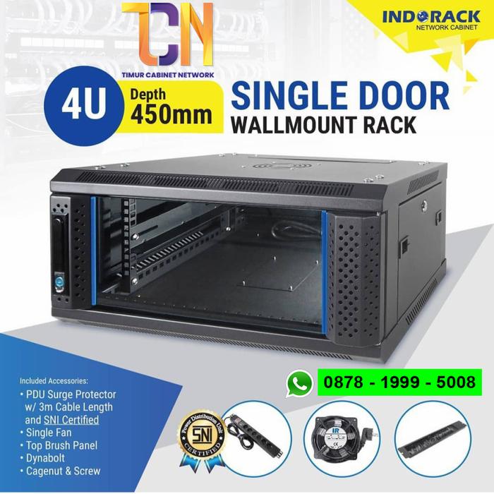 Jual WALLMOUNT INDORACK WIR4504S 4U 450MM SINGLE DOOR - WALL RACK MOUNT ...