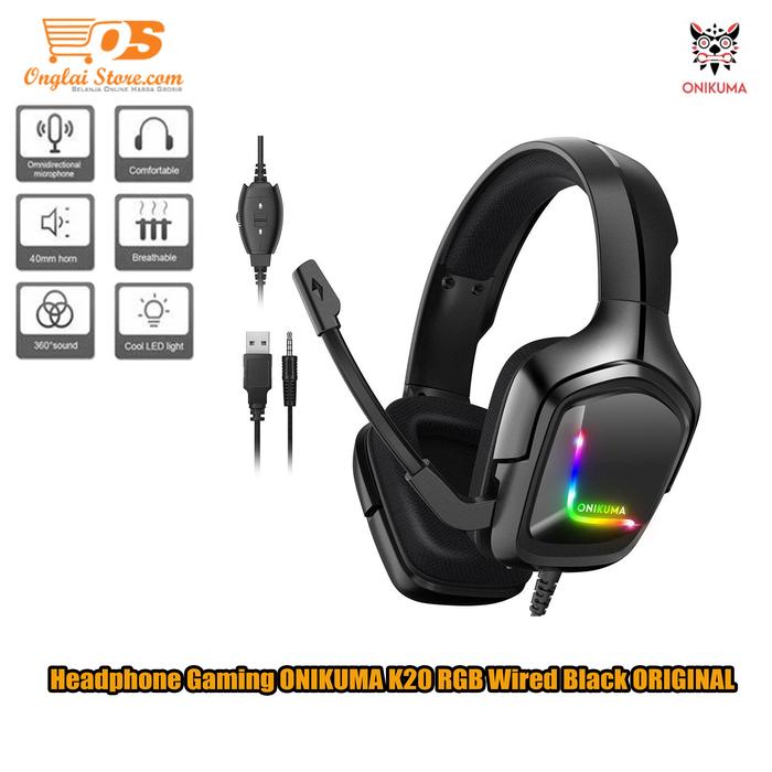 Promo Headphone Gaming ONIKUMA K20 RGB Black Original - Jakarta Pusat ...