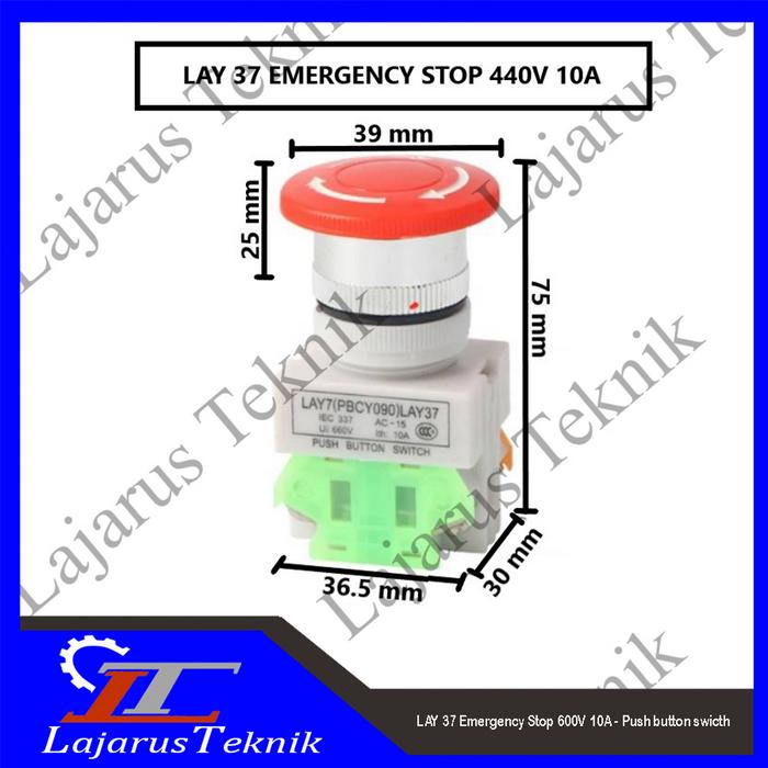 Jual LAY 37 Emergency Stop 600V 10A - Push button swicth - Kota Cimahi ...