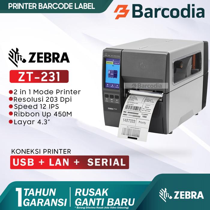 Promo ZEBRA Barcode Printer ZT231 Sticker Label Barcode Industrial ZT-231 Cicil 0% 3x - Jakarta ...