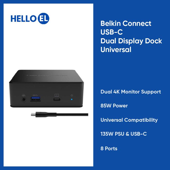 Jual Belkin Connect USB-C Dual Display Dock Universal 8 Port Hub - Kota ...