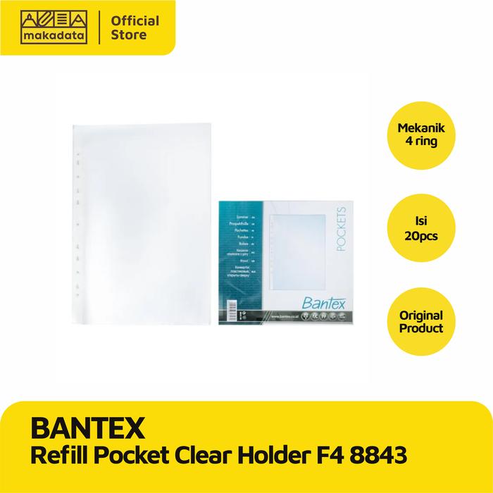 Jual REFILL POCKET CLEAR HOLDER BANTEX F4 8843 PLASTIK BENING ISI 20PCS ...