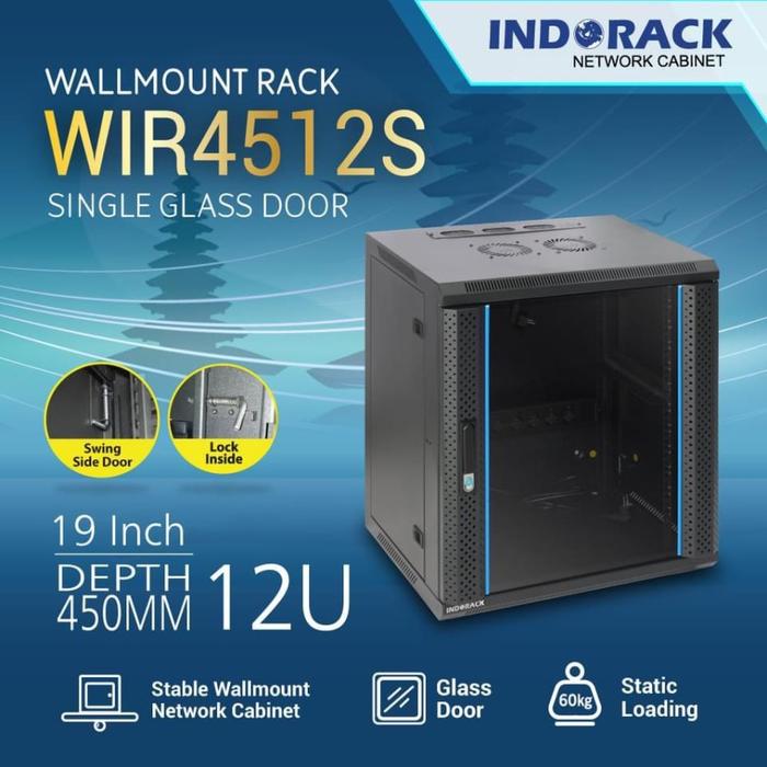 Jual WALLMOUNT 12U 450MM INDORACK WIR4512S - WALL RACK MOUNT SINGLE ...