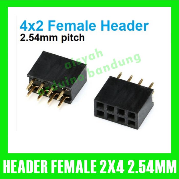 Jual Pin Header female Double 2x4 Lurus double row straight Pitch 2 ...