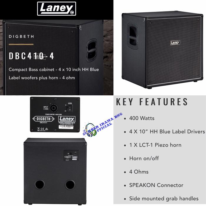 Jual LANEY DBC410-4 DIGBETH COMPACT BASS CABINET 4x10" HH BLUE LABEL WOOFER - Jakarta Barat ...