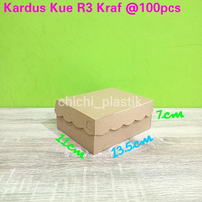 Jual Kardus coklat R3 kraf 13.5cm x 11cm x 7cm 310gsm kardus jajan kue ...