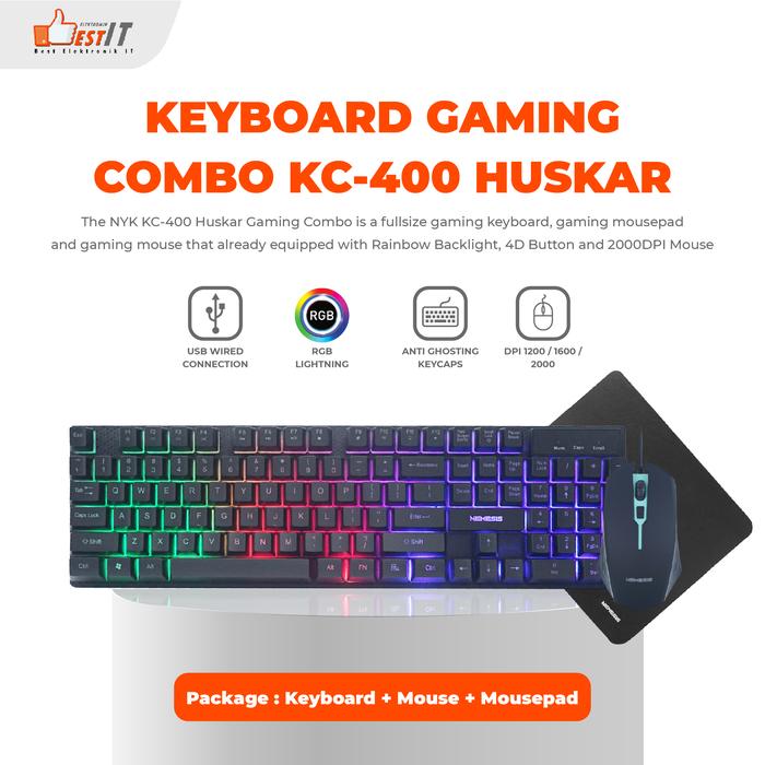 Promo Keyboard Gaming Combo 3 in 1 NYK Nemesis HUSKAR KC-400 - Jakarta ...