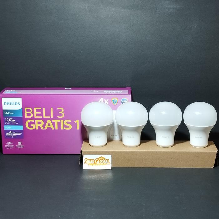 Jual Philips led paket 3+1 multipack mycare led bulb 10 watt 6500k ...