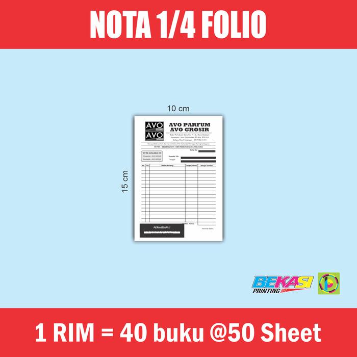 Jual Cetak Nota Bon Form Invoice 1 Rangkap / Tanpa Salinan / Single Ply ...