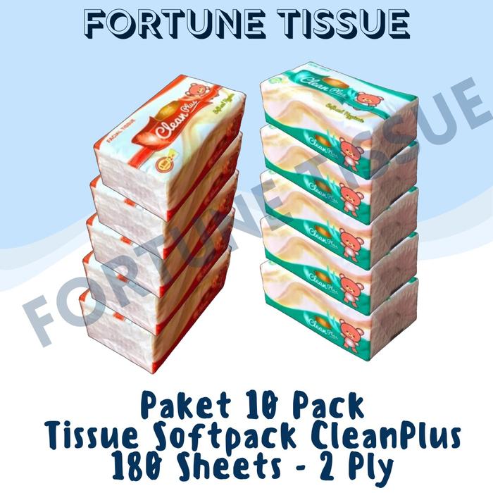 Promo Paket BUNDLING 10 Pack Tisu Tissue Softpack CLEAN PLUS 180 Sheets ...