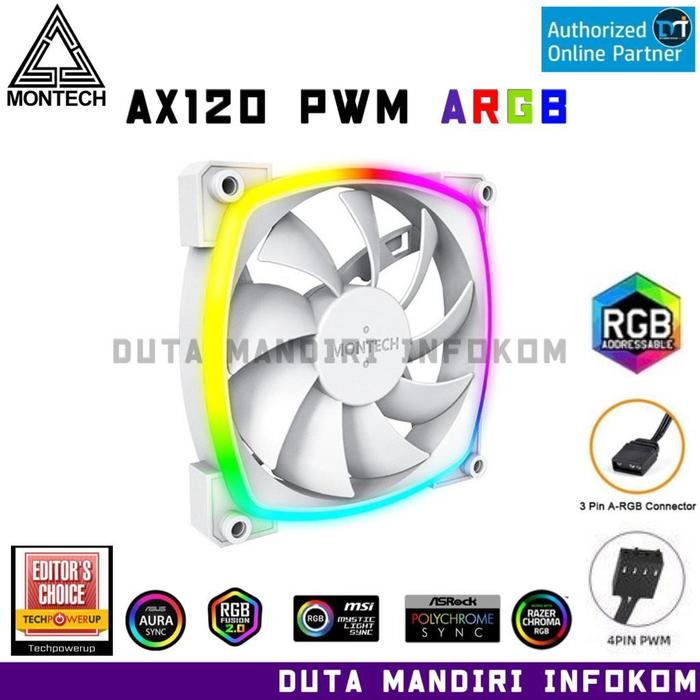 Jual Montech AX120 I RX120 PWM ARGB Fan - 120mm ARGB Gaming Fan Cooler ...