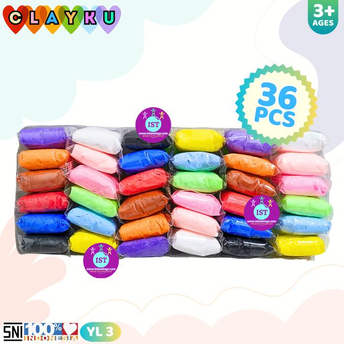 Jual Mainan Anak Edukasi Clayku Lilin Polymer isi 36 pc Lilin DIY Warna ...