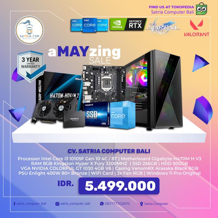 Jual RAKITAN PC GAMING Intel Core i3 10105F/8GB/GT1030/SSD256+HDD 500GB - Kota Denpasar - Satria ...