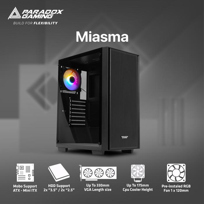 Jual CASING PARADOX GAMING MIASMA FREE 1FAN RGB ( ATX, M-ATX, Mini ITX ...