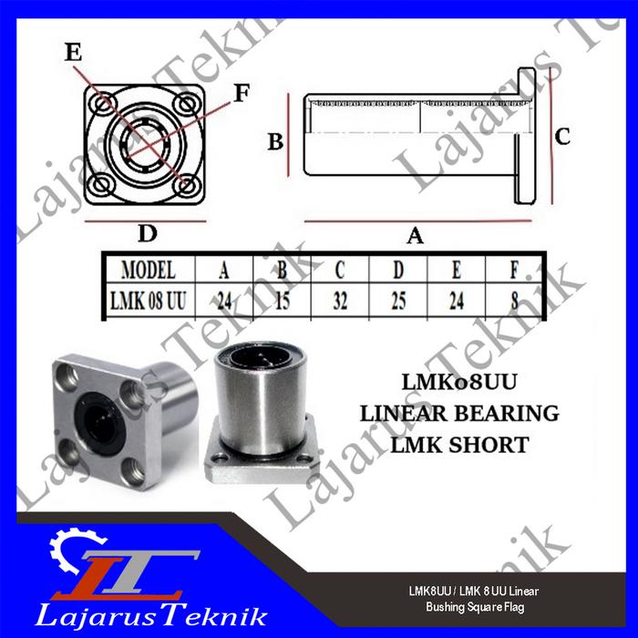 Jual LMK8UU / LMK 8 UU Linear Bushing Square Flag - Kota Cimahi ...
