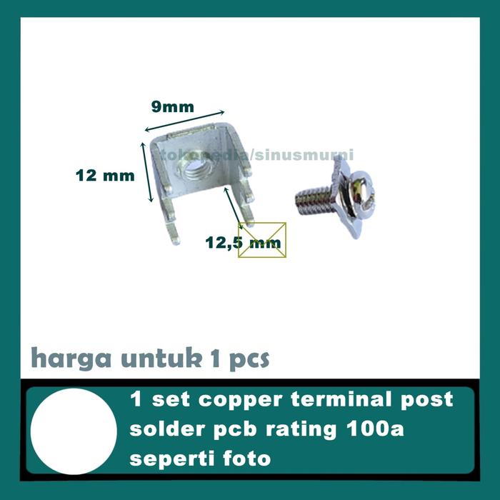 Jual 1 set copper terminal post solder pcb rating 100a [SINUS MURNI ...