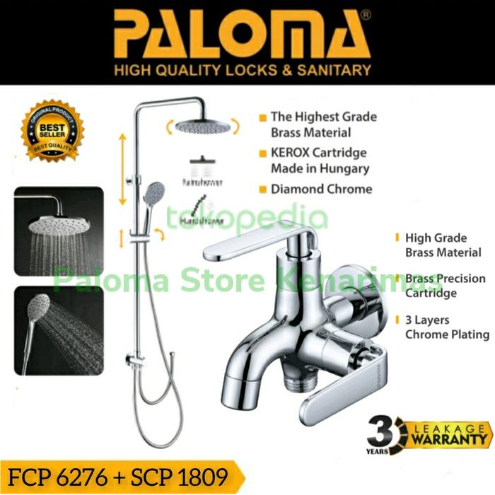 Jual Paloma SCP 1809 + FCP 6276 Shower Tiang Set Kran Keran Air Dingin ...