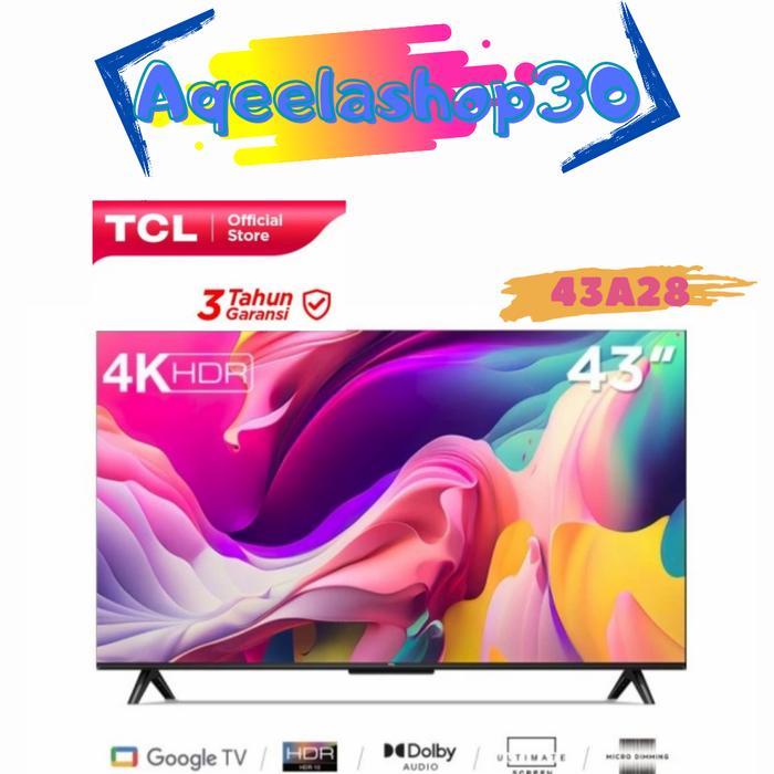 Jual TCL 43A28 Smart Google Tv 43 Inch UHD 4K | TCL 43 Inch Smart ...