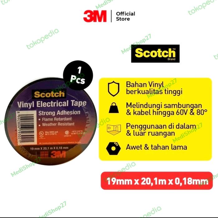 Jual 3M Scotch 790 Commercial Grade Vinyl Electrical Tape Isolasi ...