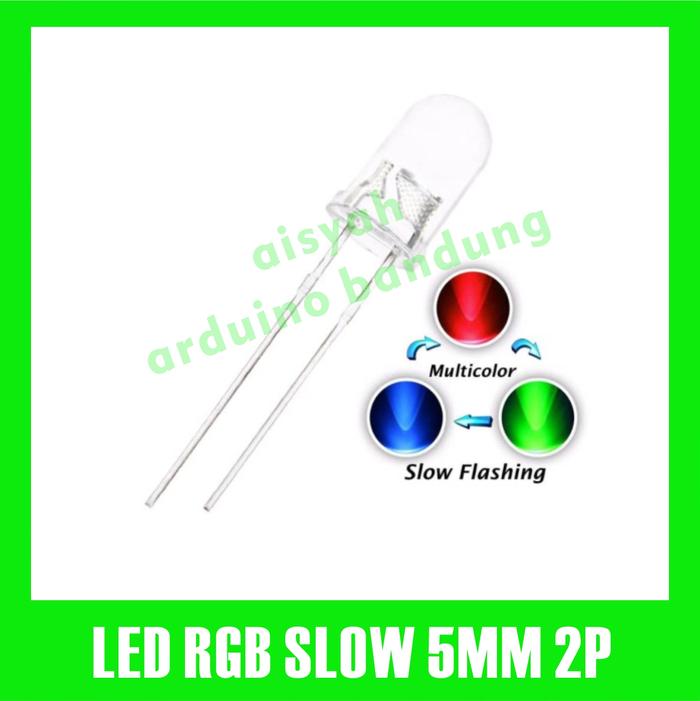 Jual Slow Flash RGB Clear 5mm LED 2p 2 pin Blink Color warna warni 2pin ...