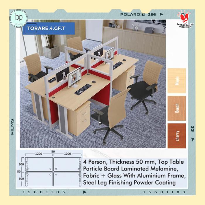 Jual Meja Kerja Partisi Kantor Indachi Kubikal 4 Staf Tinggi 120 cm ...