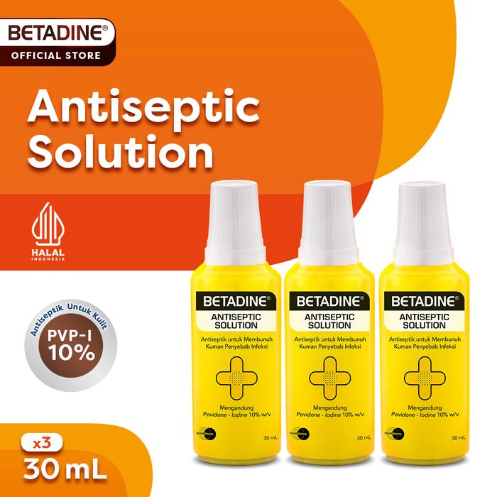 Promo BETADINE SOLUTION Obat Luka Antiseptik 30ml Triple Pack - Kota ...
